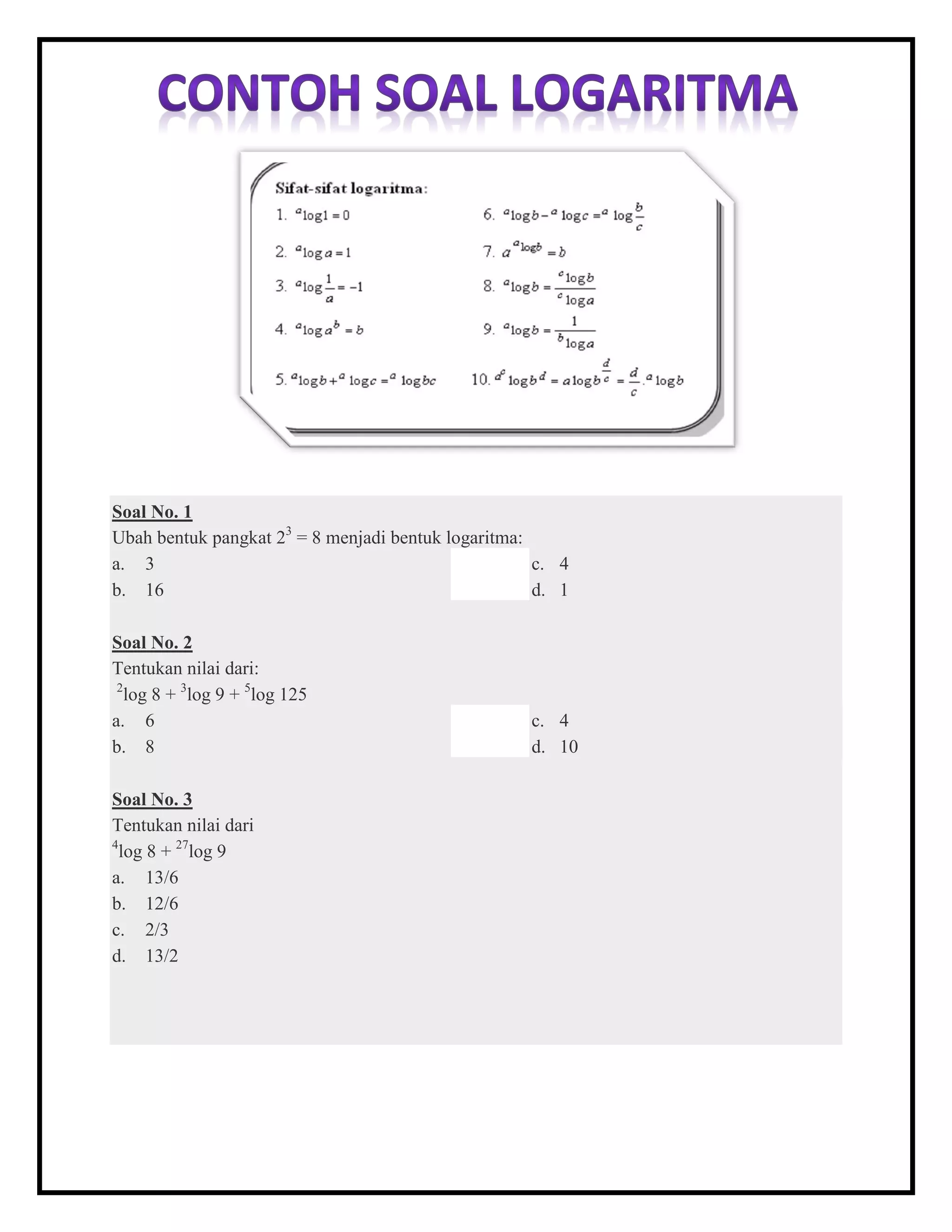Soal logaritma | PDF