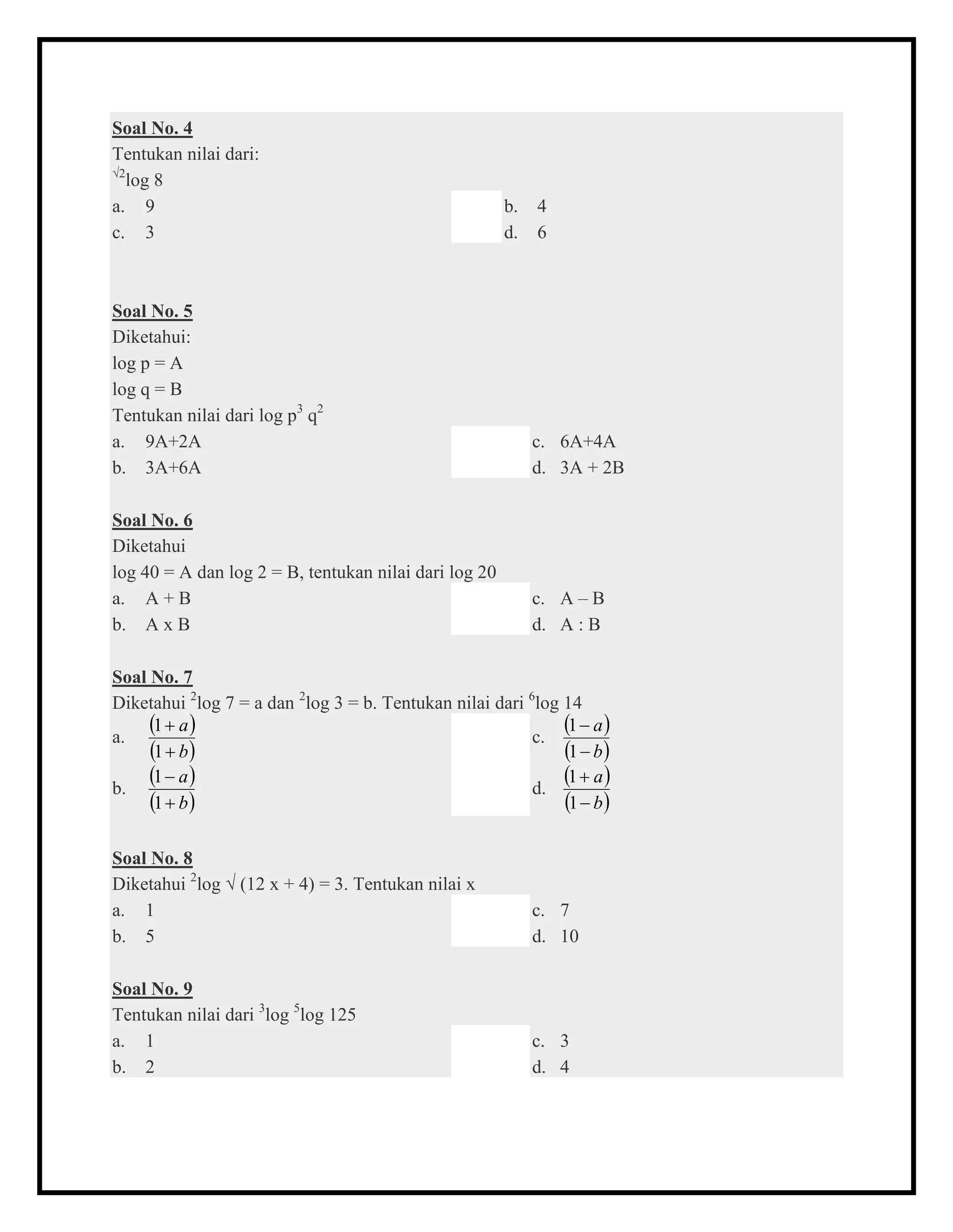 Soal logaritma | PDF