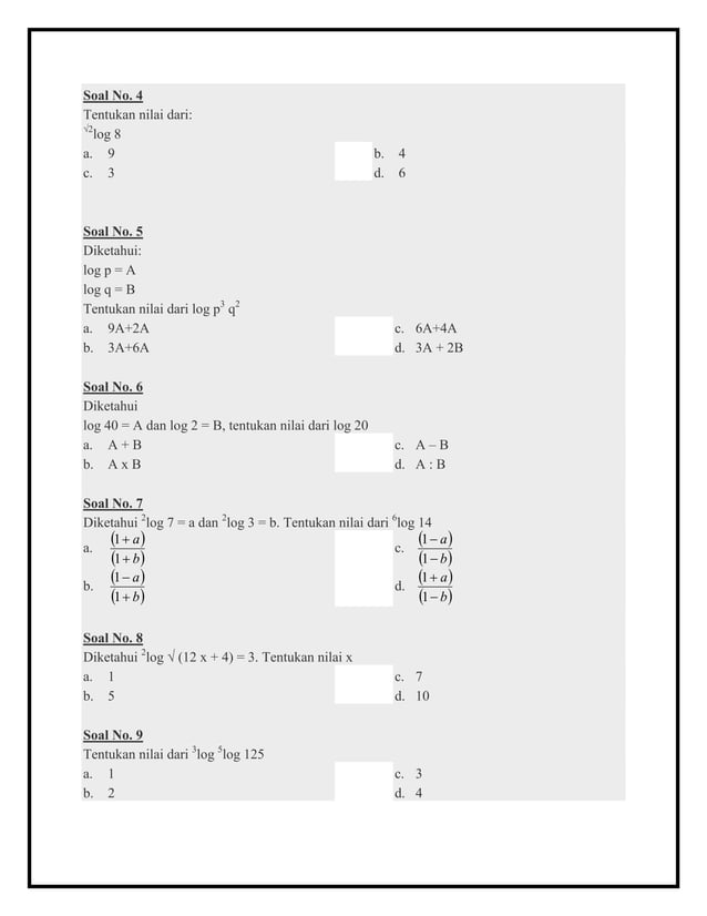Soal logaritma | PDF