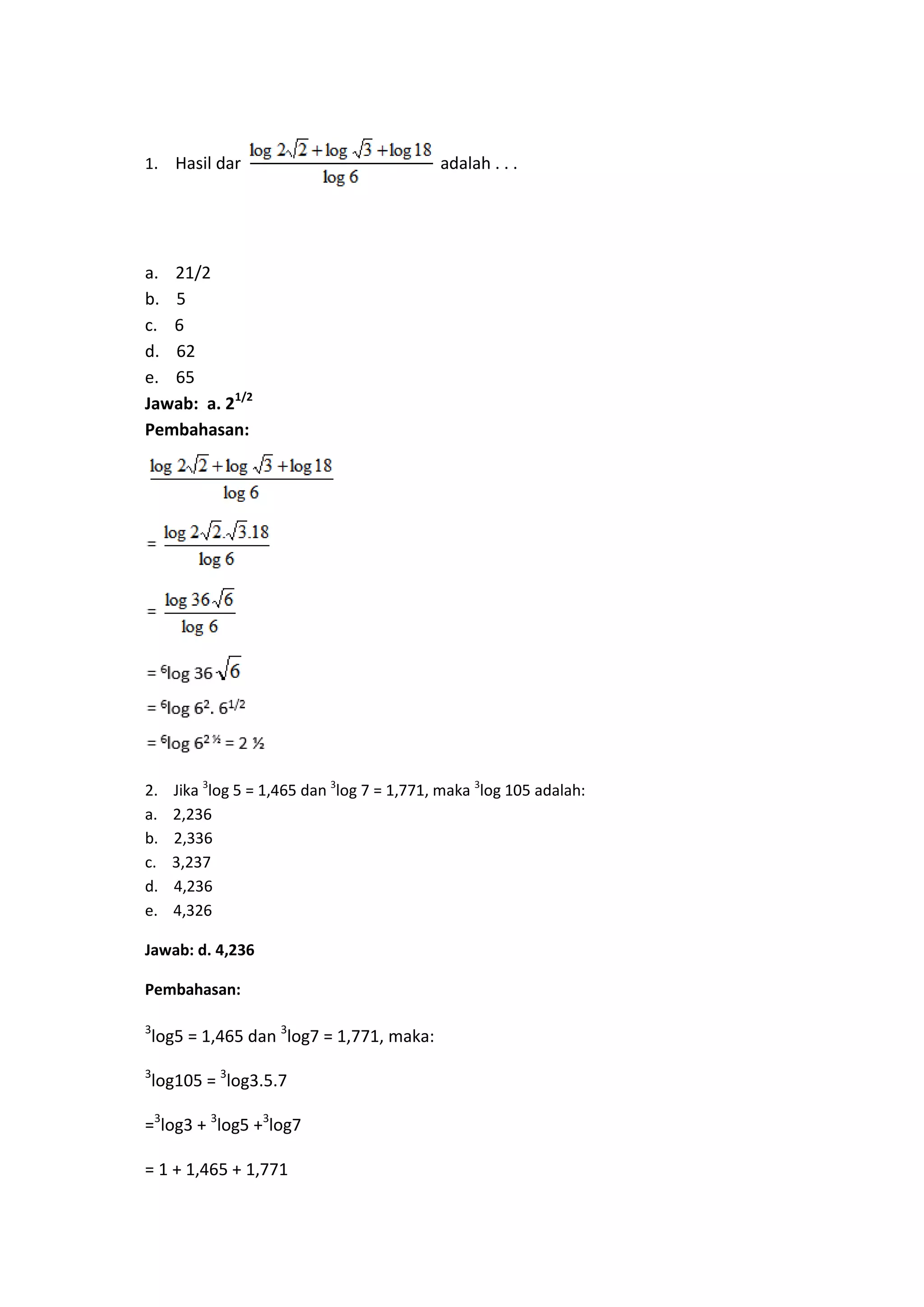 Soal Logaritma Pdf