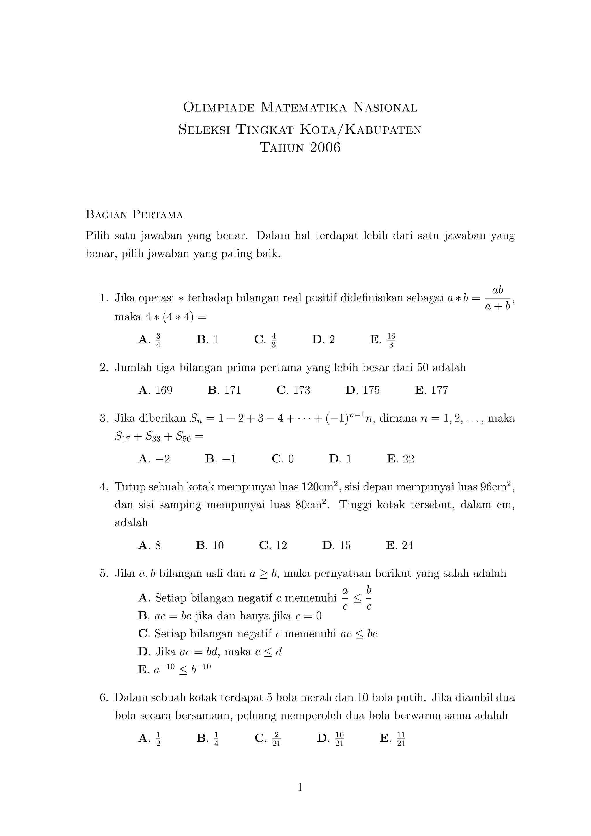 Soal matematika olimpiade by zee | PDF