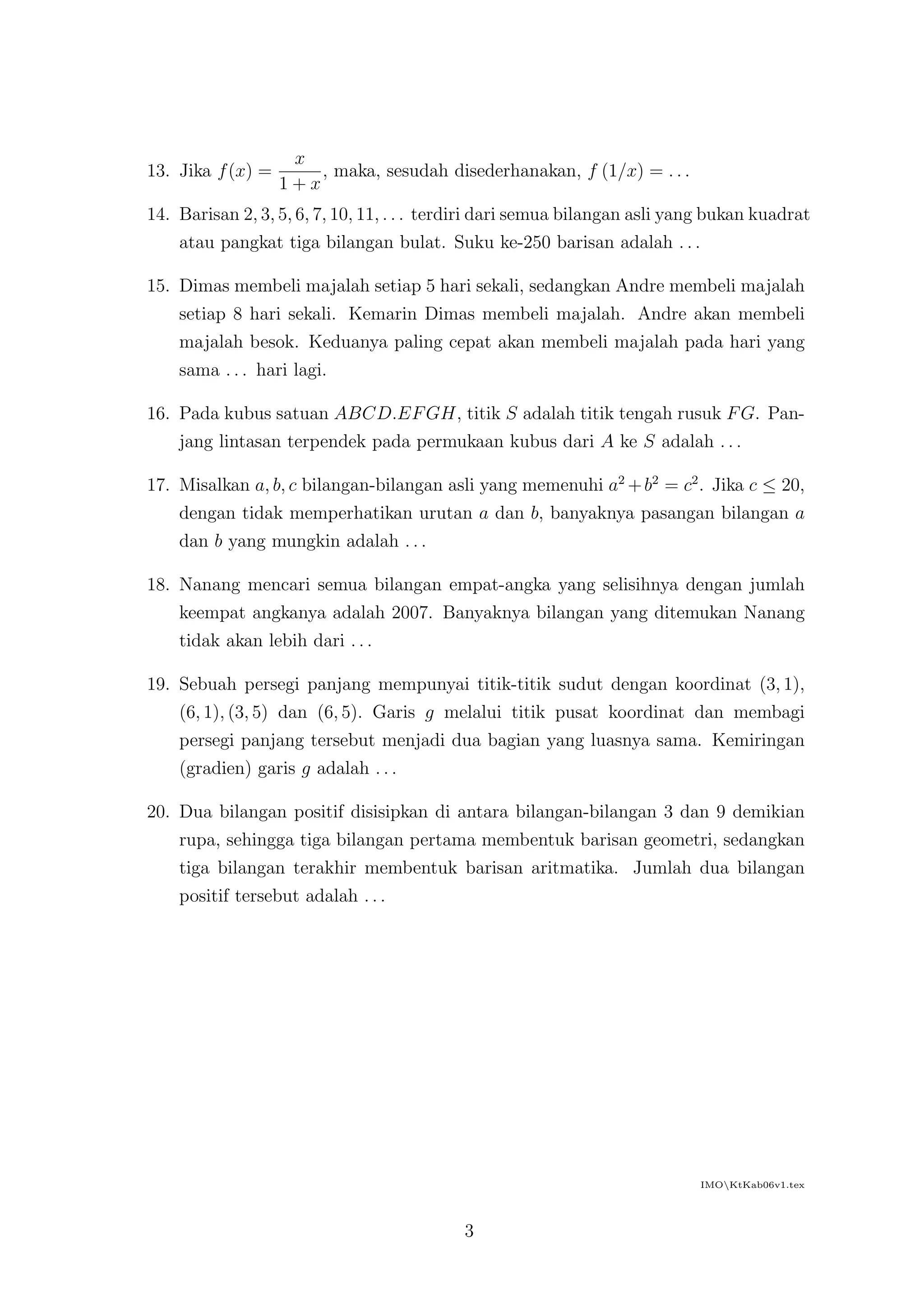 Soal matematika olimpiade by zee | PDF