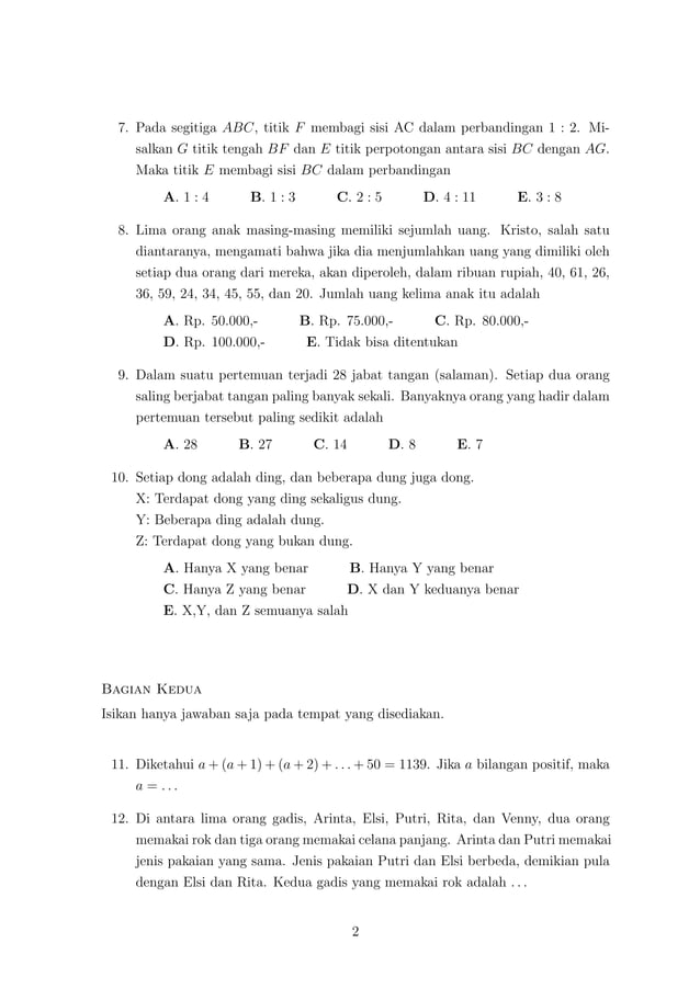 Soal matematika olimpiade by zee | PDF
