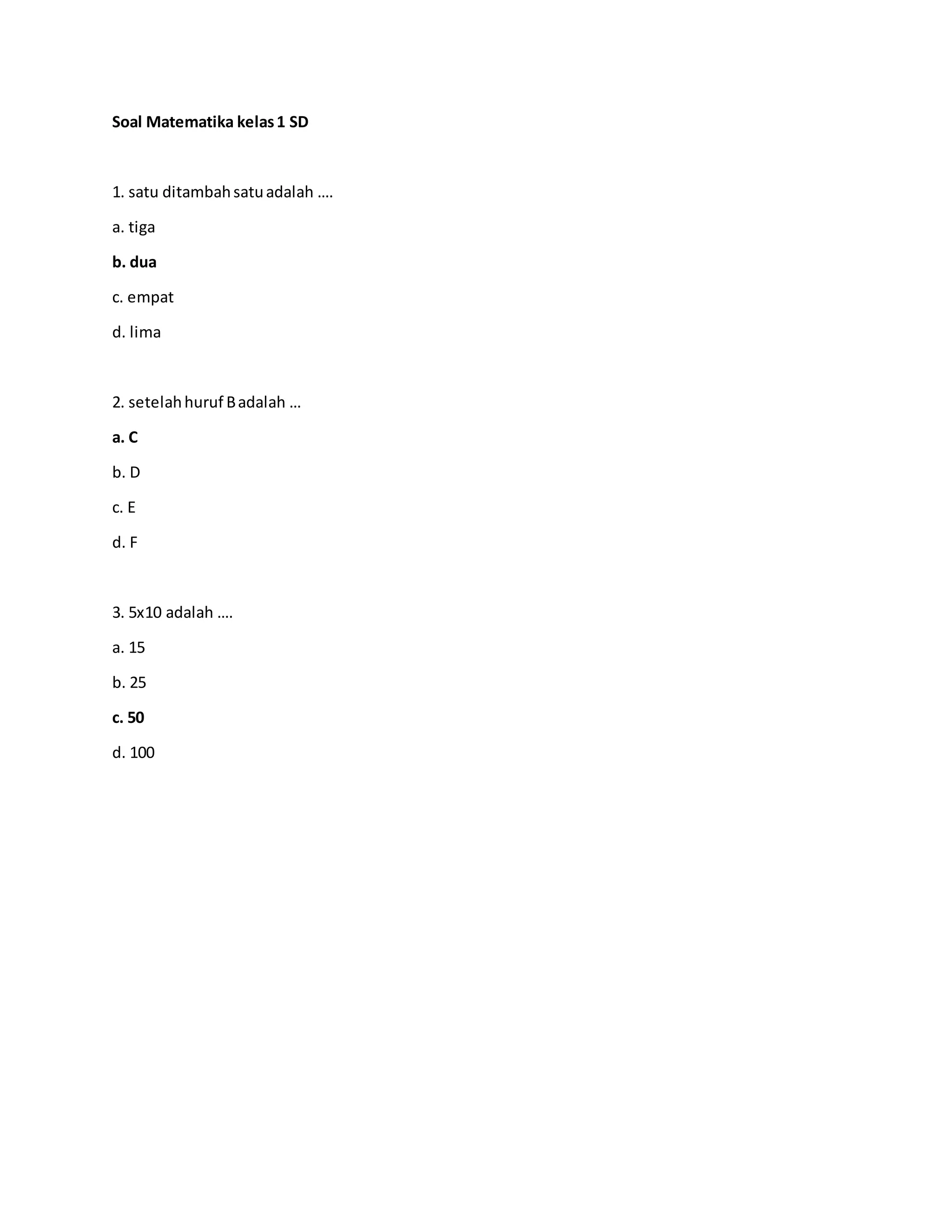 Soal Matematika Kelas 1 SD.docx