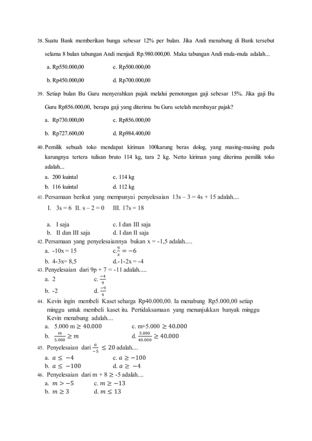 Soal matematika kelas vii | PDF