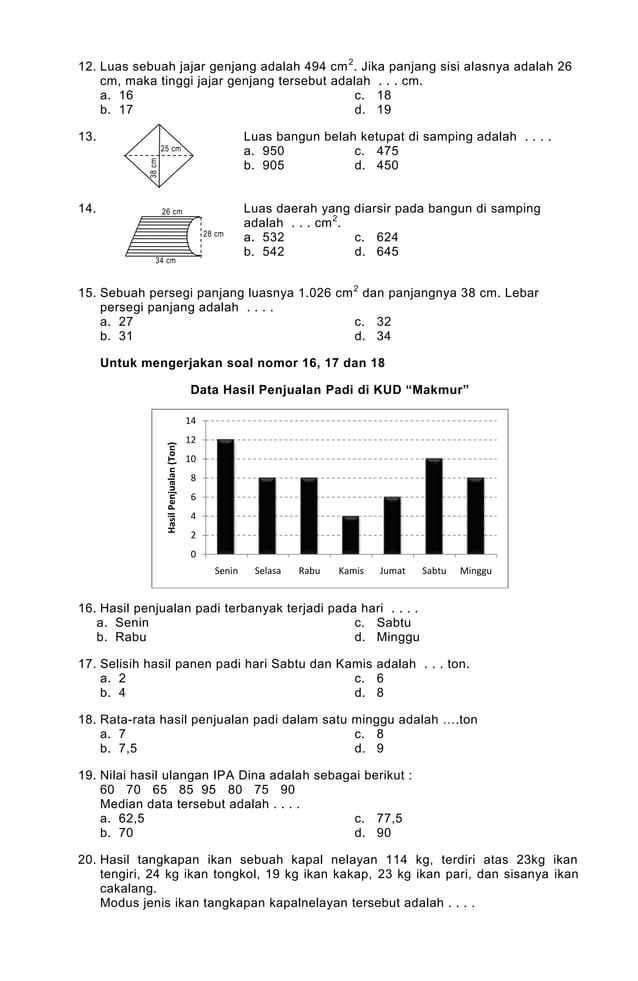 Soal matematika kls 6 uas ganjil 2013 2014 ok | DOCX