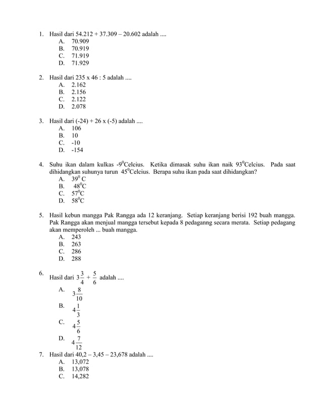 Soal Try Out UASBN Matematika | PDF