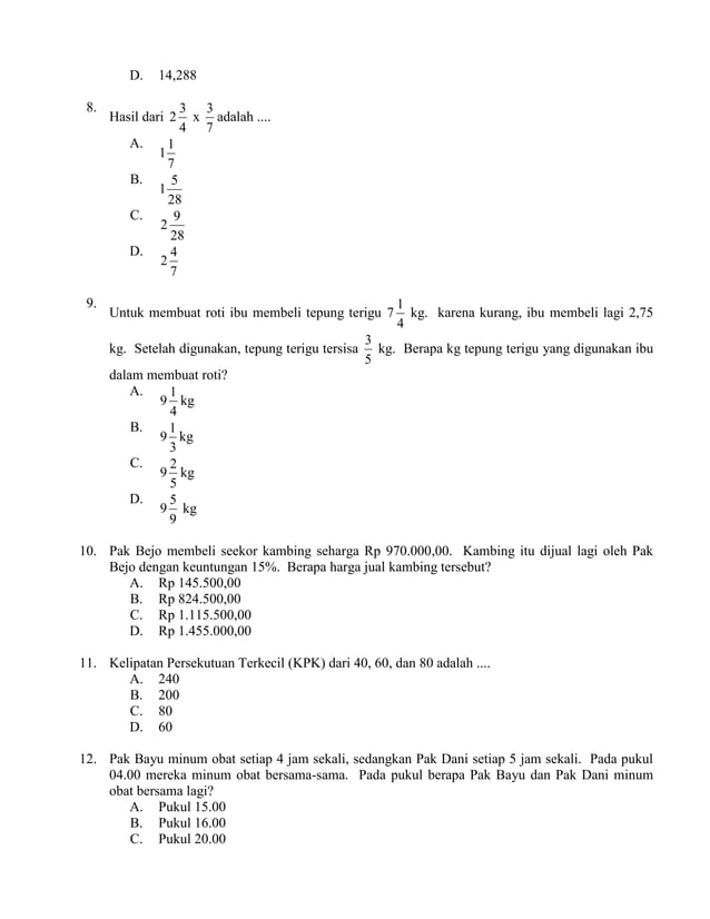 Soal Try Out UASBN Matematika | PDF