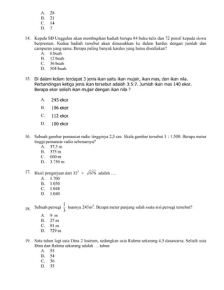 Soal matematika paket 2 | PDF