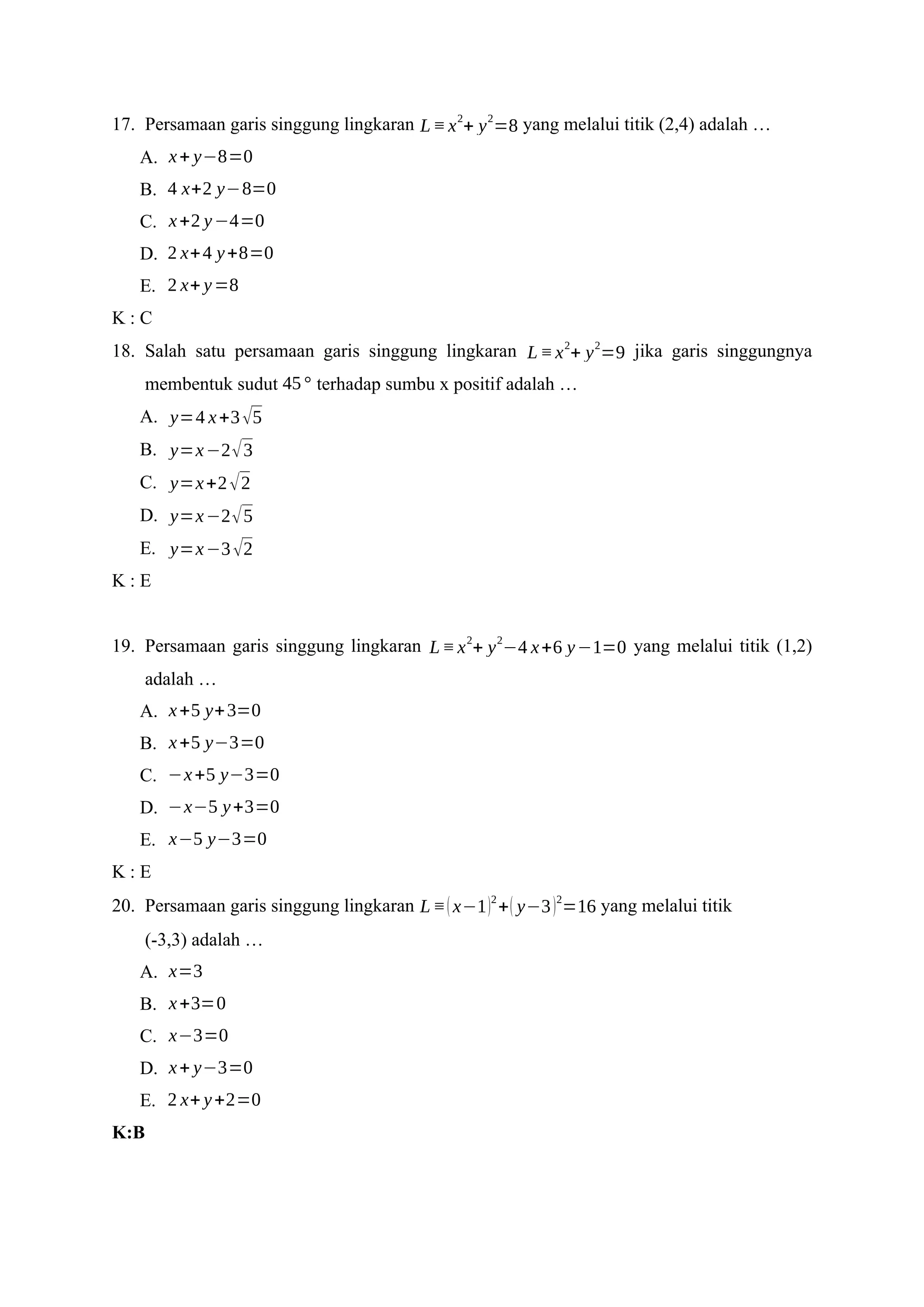 contoh soal ujian matematika peminatan kelas xi | PDF