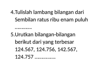 SOAL MATEMATIKA kelas 5 materi bilangan cacah | DOCX