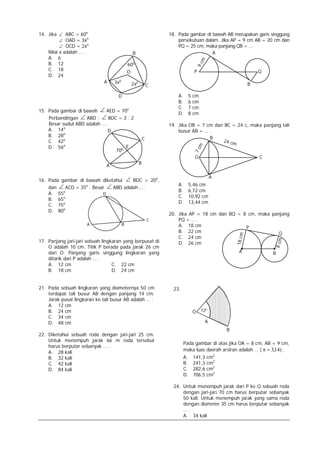 Soalmatematikasmpkelas8lingkarandansegitiga | PDF