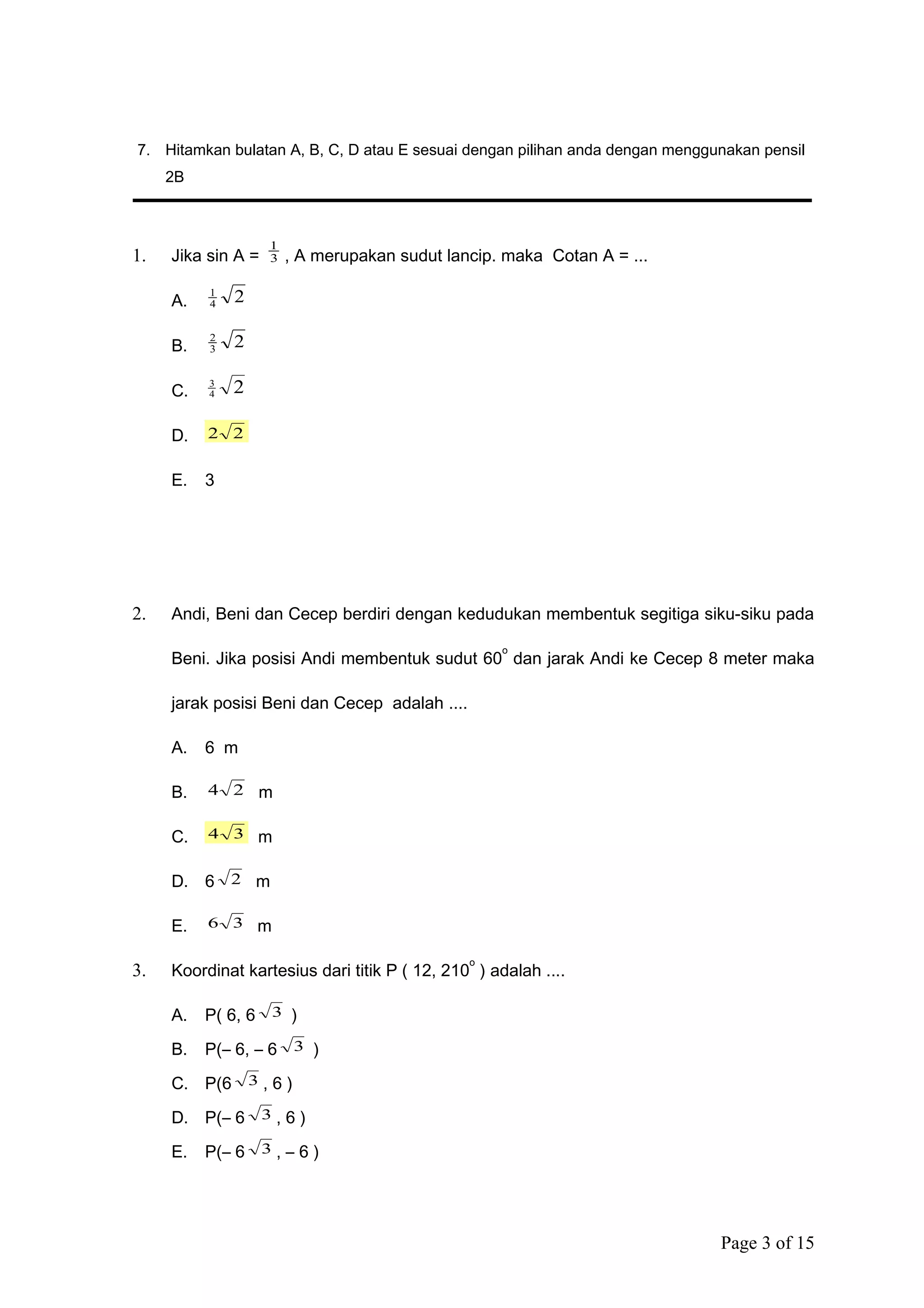 Soal matematika teknik kls xi 3 11-12 paket b | PDF