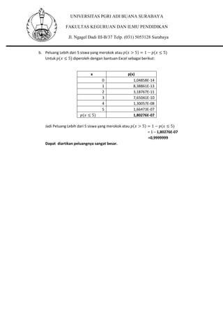 Soal matstat ngagel+jawabannya | PDF