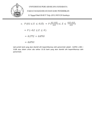 Soal matstat ngagel+jawabannya | PDF