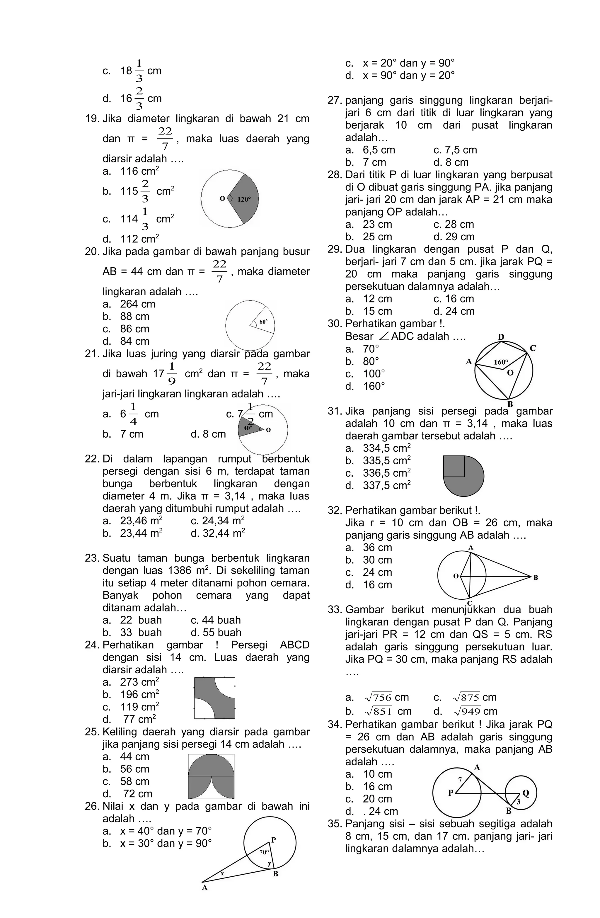 Soal mat uts kelas 8 | PDF