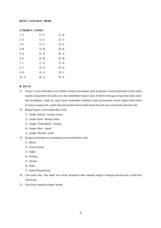 Soal memperbaiki sistem kelistrikan_bodi_mskb_xi_tkr | DOC