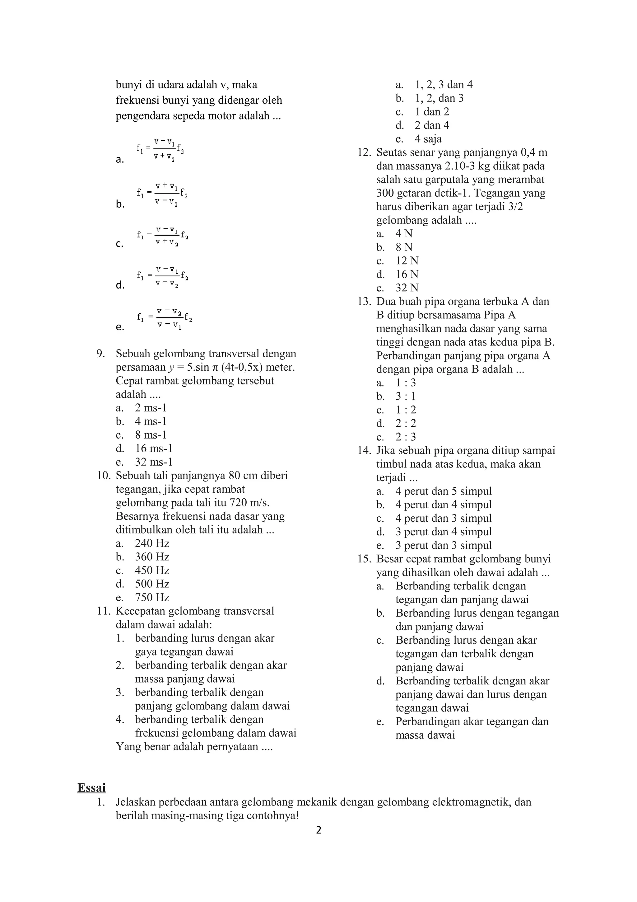 Soal mid fisika semester ganjil kelas xii ipa | PDF