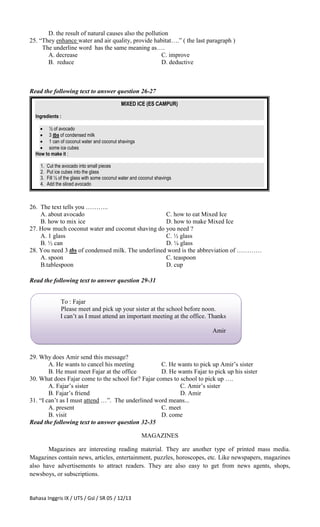 Soal mid bahasa inggris kelas ix | PDF
