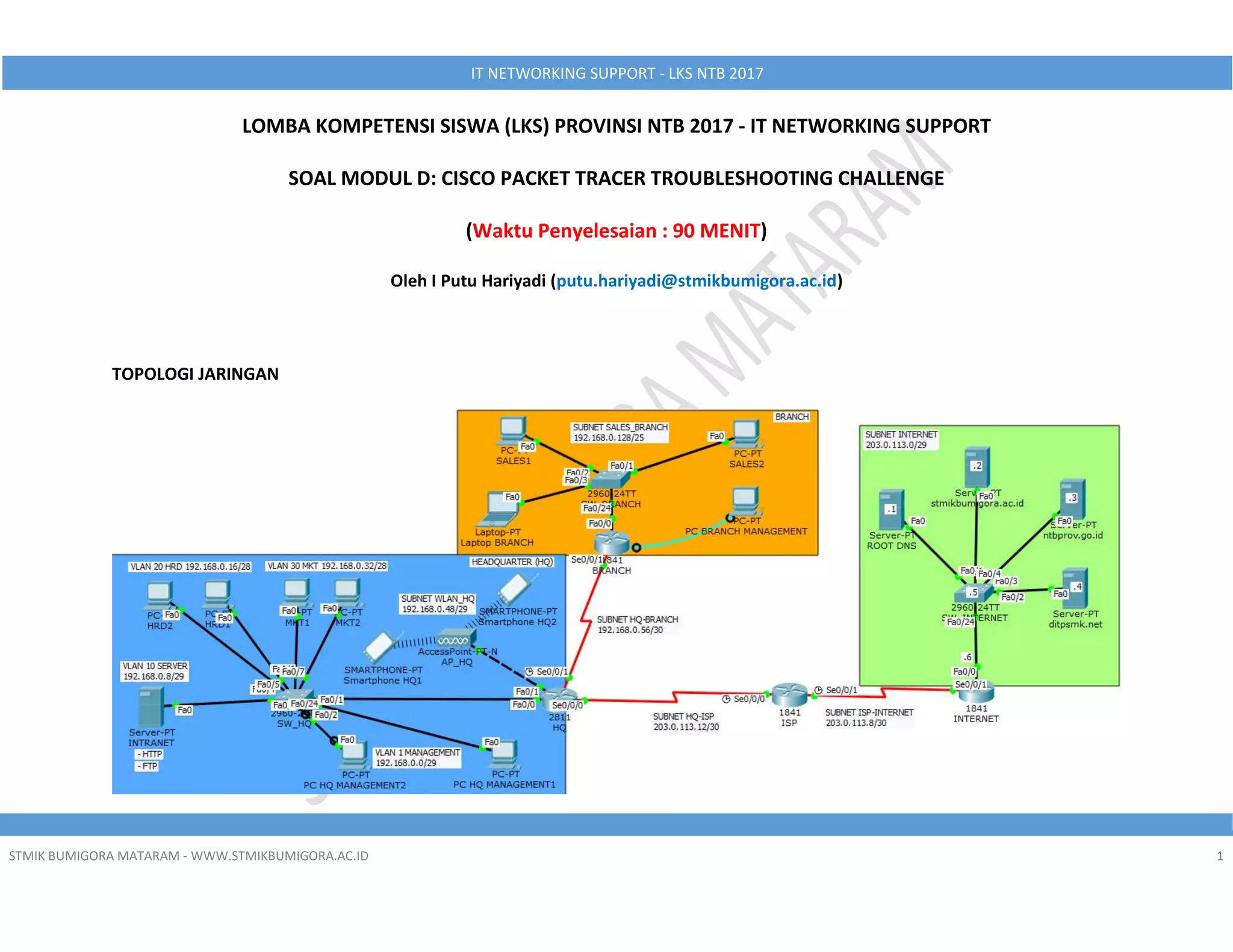 Soal Modul D Troubleshooting Challenge - IT Networking Support LKS NTB 2017 | PDF