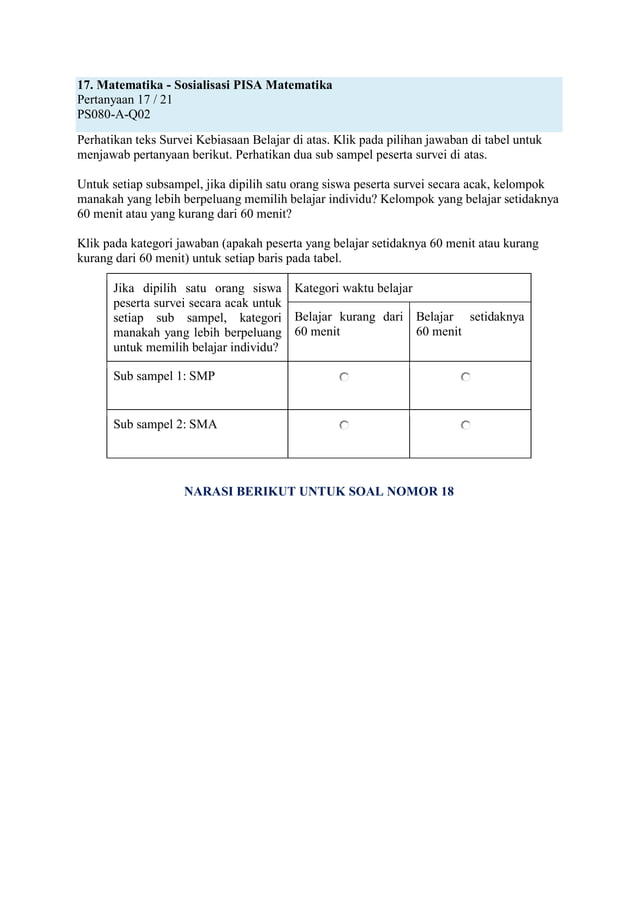 Soal Motivasi PISA 2020 | PDF