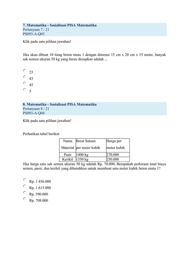 Soal Motivasi PISA 2020 | PDF