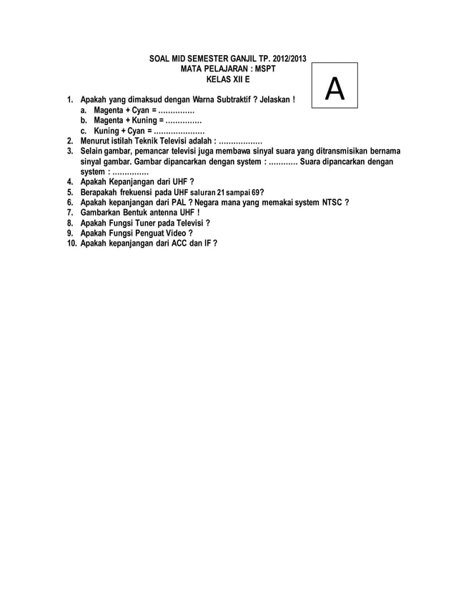 Soal mspt & mrp kelas xii | PDF