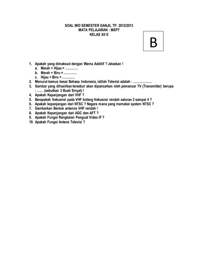 Soal mspt & mrp kelas xii | PDF