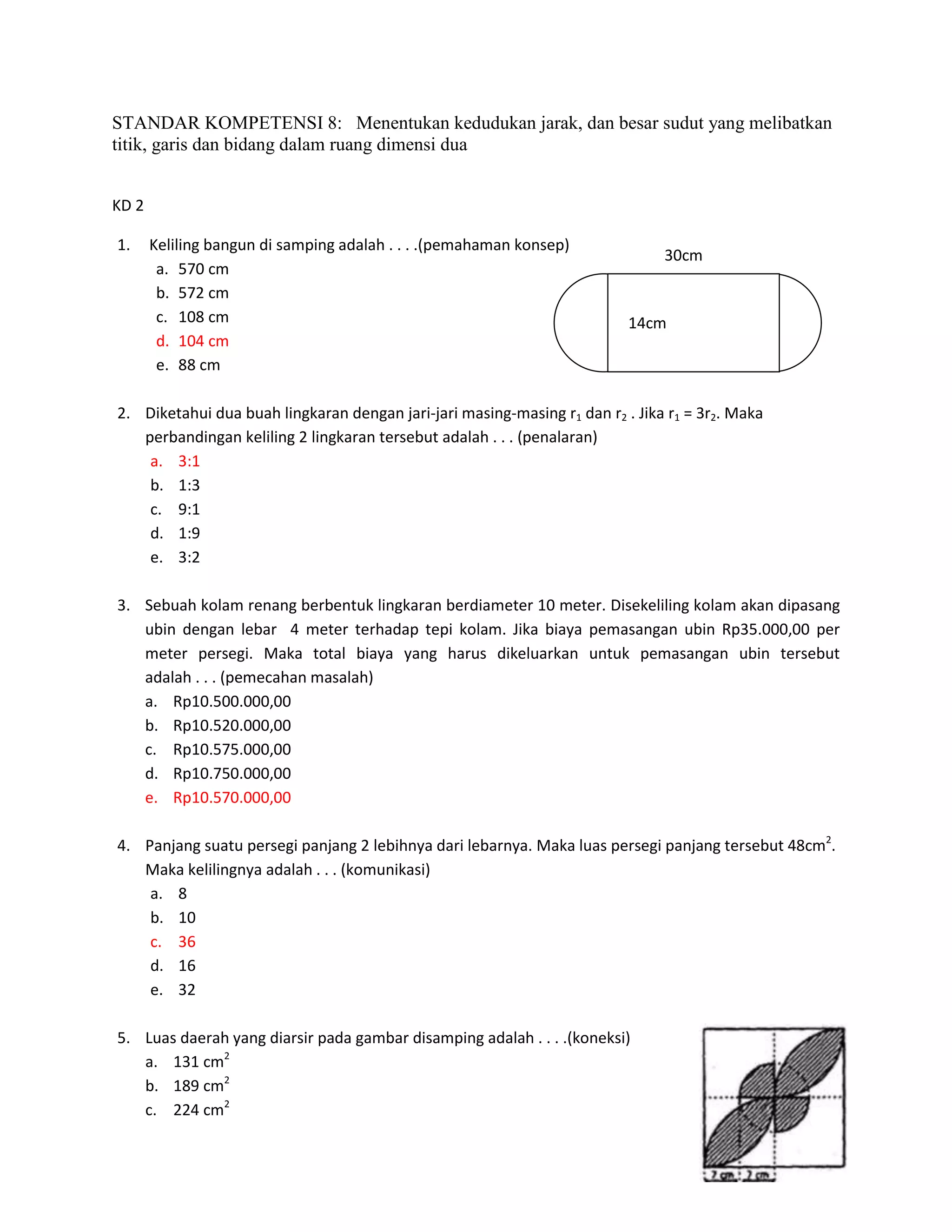 Soal mtk bismen-semua sk 8 | PDF
