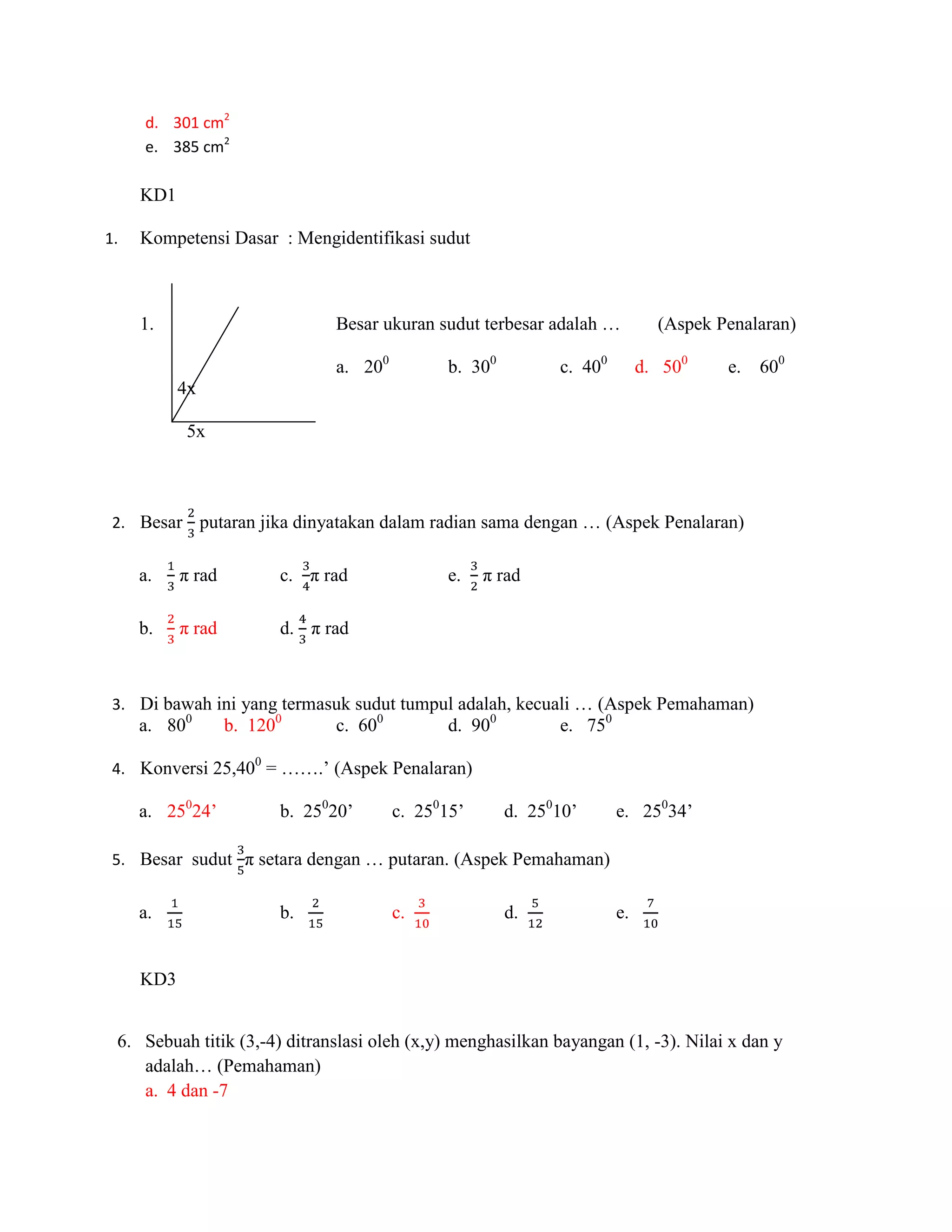 Soal mtk bismen-semua sk 8 | PDF
