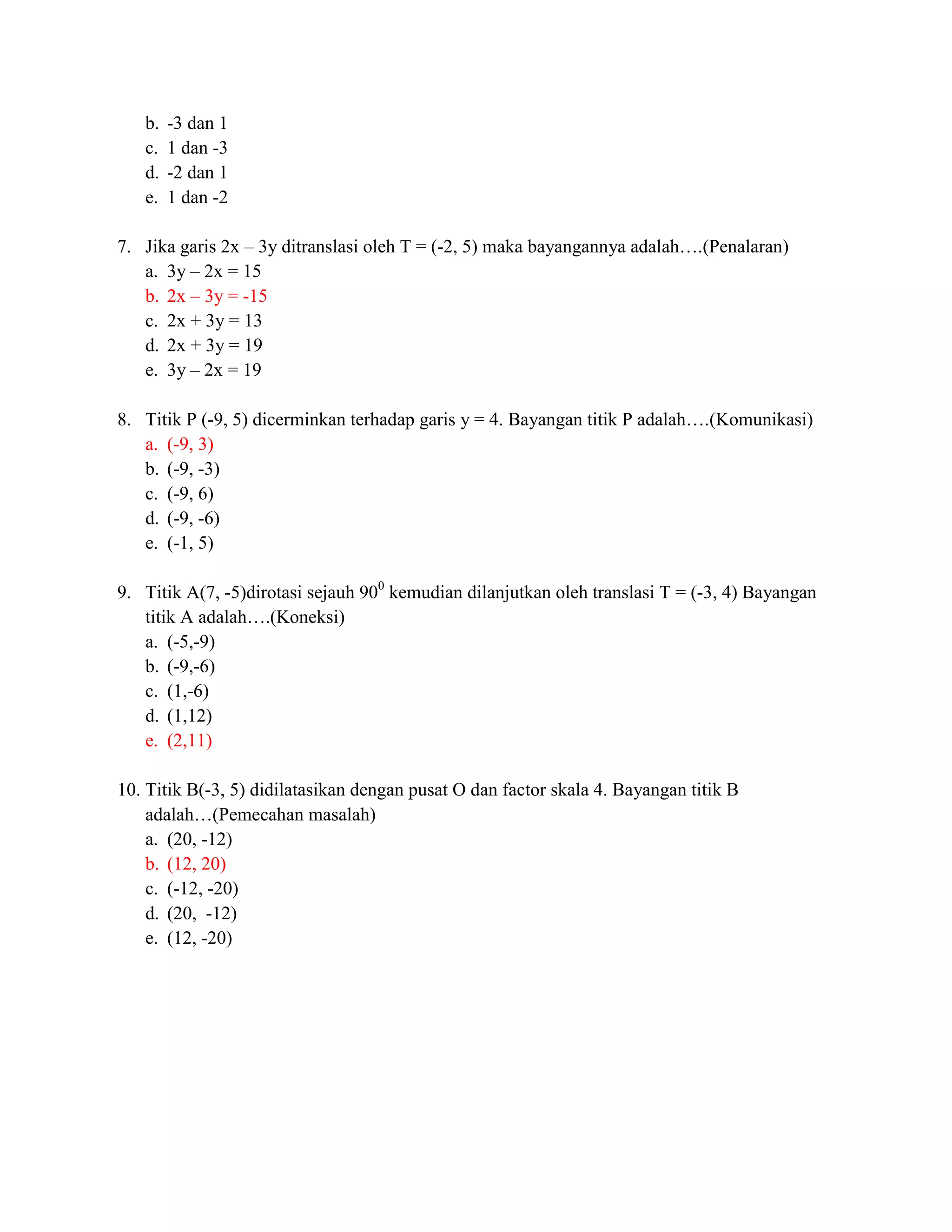 Soal mtk bismen-semua sk 8 | PDF