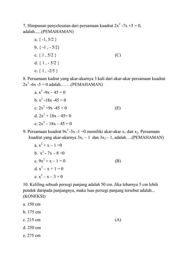 Soal mtk kel. teknologi industri sk 3, kd 3 4 | PDF