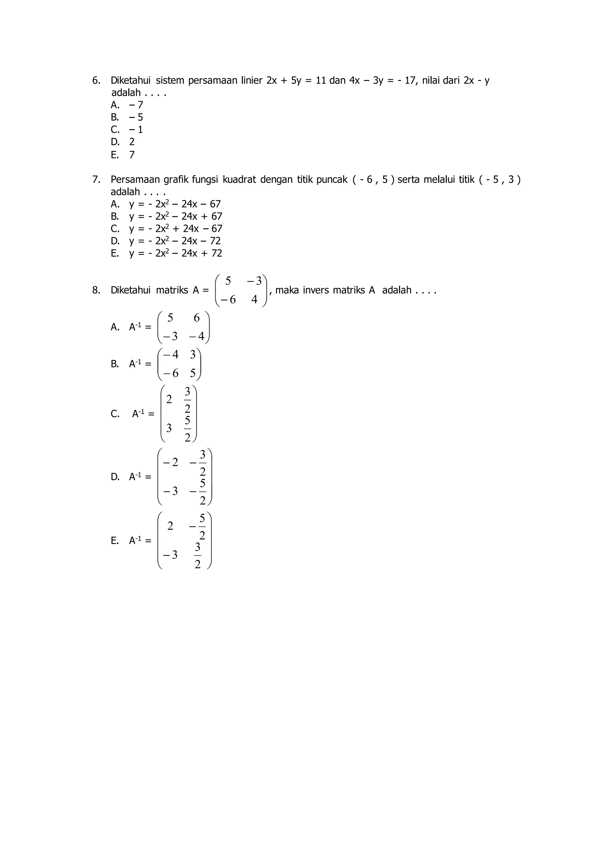 Soal mtk teknik paket i | PDF