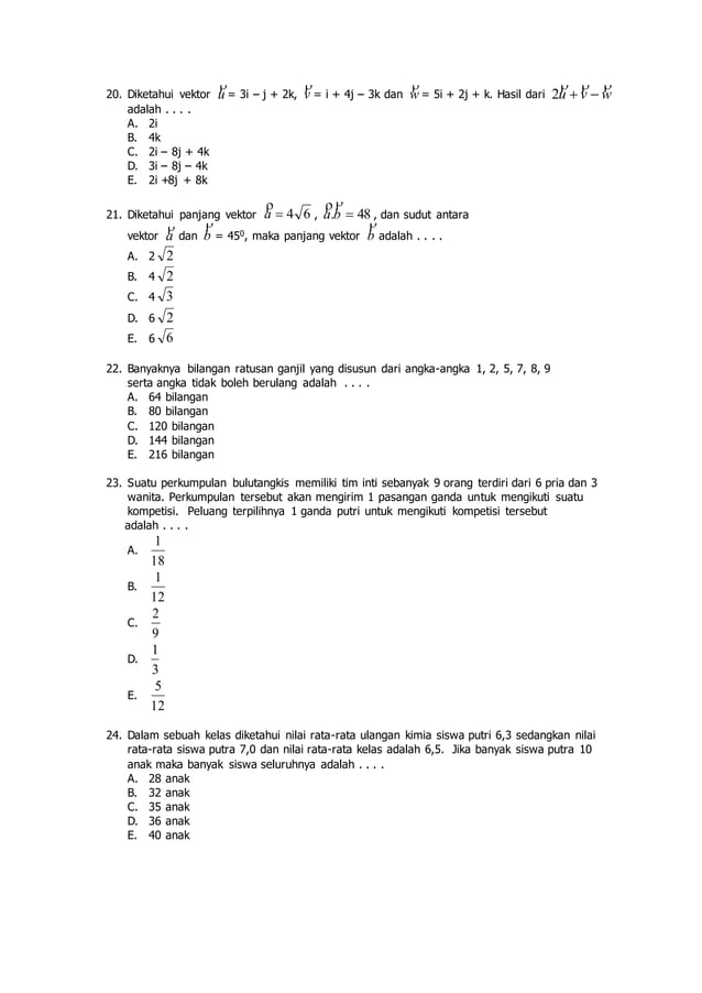 Soal mtk teknik paket i | PDF