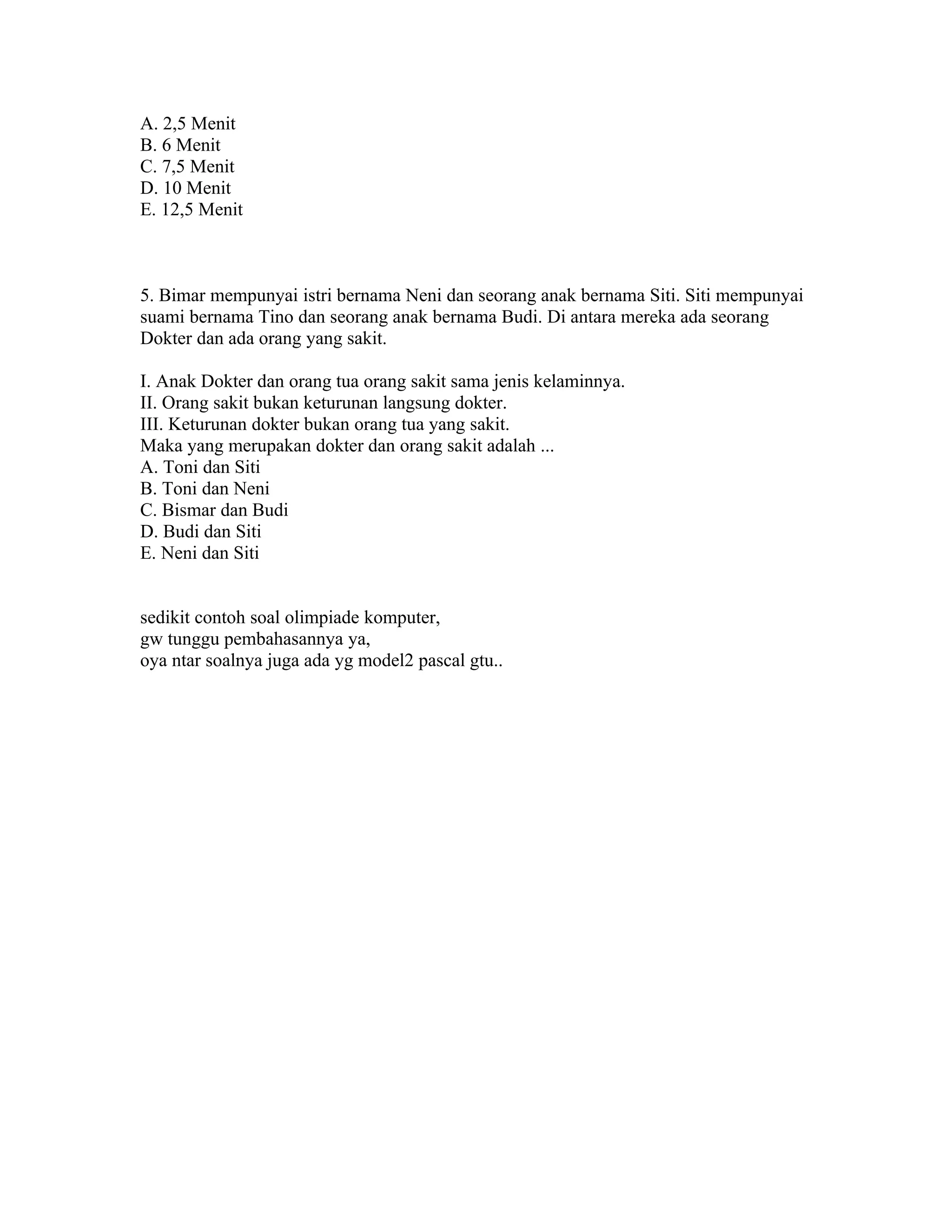 Soal olimpiade komputer | DOC