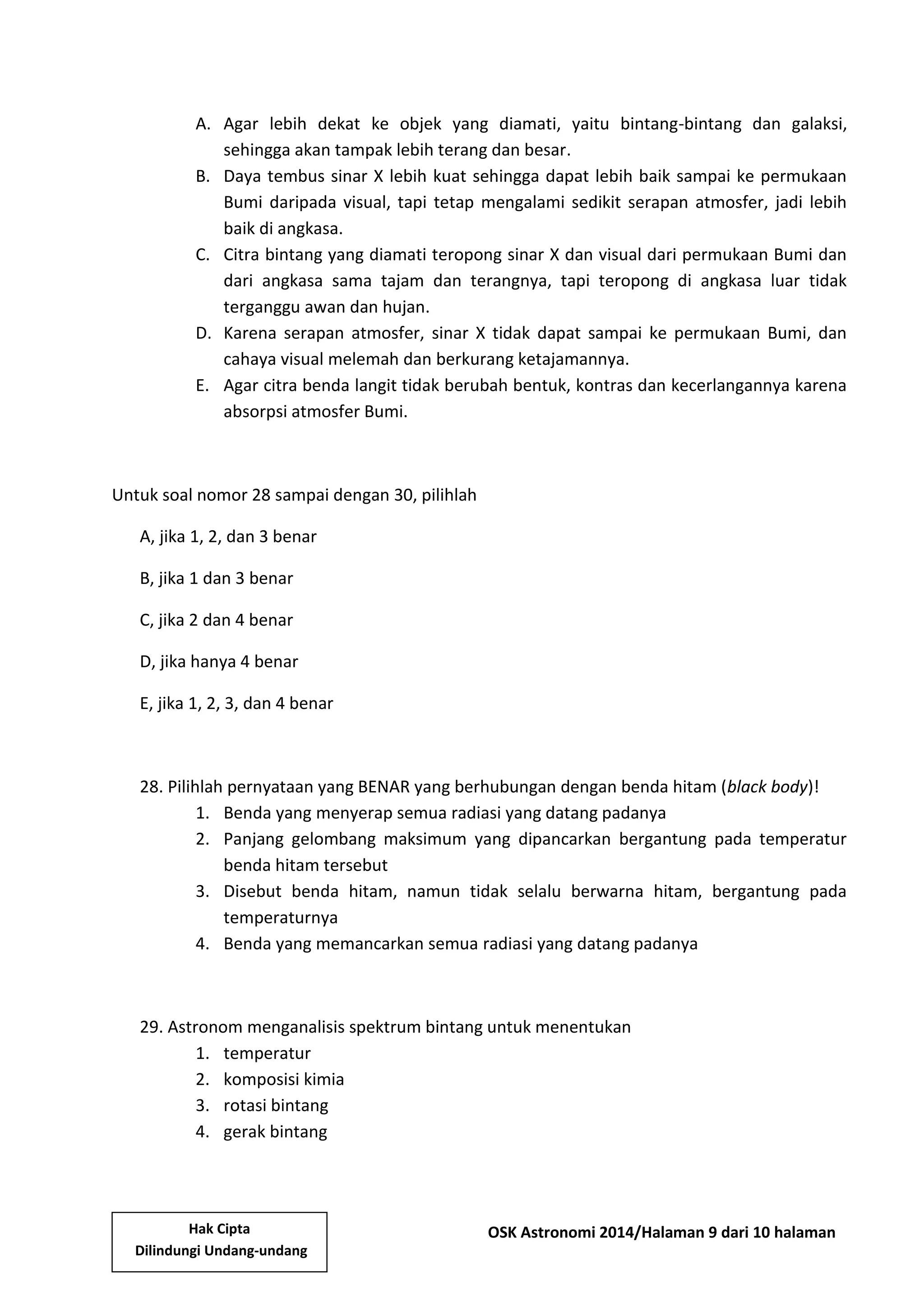 Soal osk astronomi 2014 2015 | PDF
