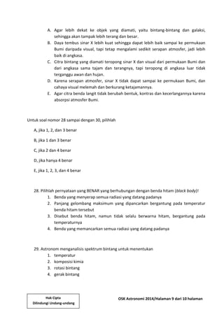 Soal osk astronomi 2014 2015 | PDF