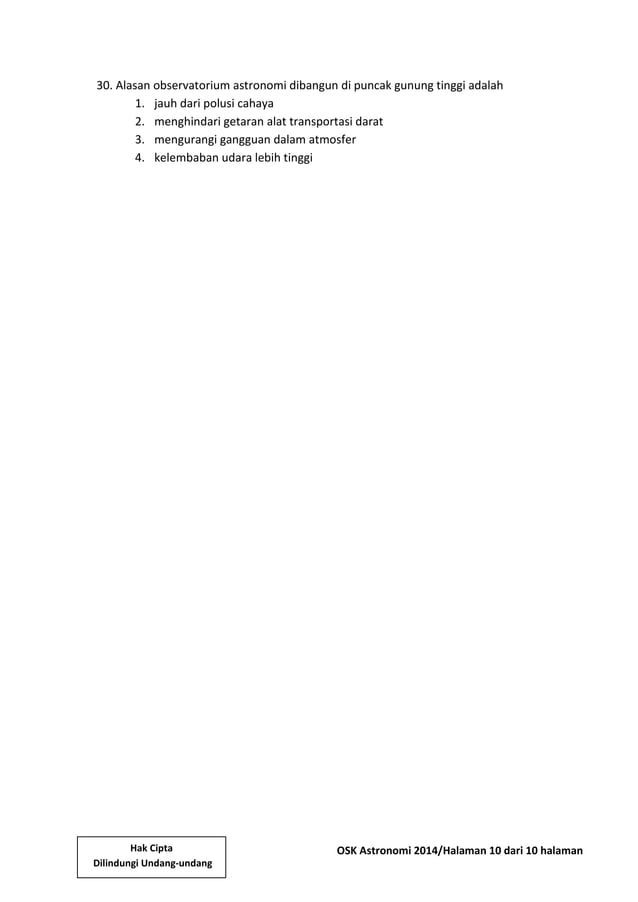 Soal osk astronomi 2014 2015 | PDF