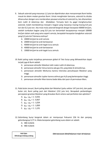 Soal osk astronomi 2014 2015 | PDF