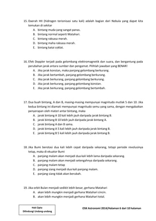 Soal osk astronomi 2014 2015 | PDF