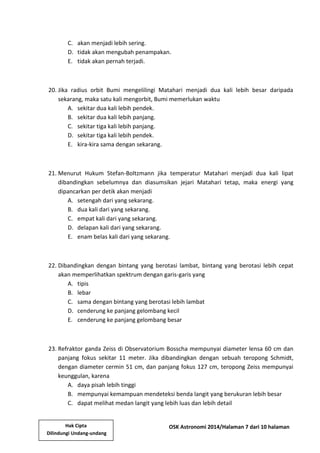 Soal osk astronomi 2014 2015 | PDF