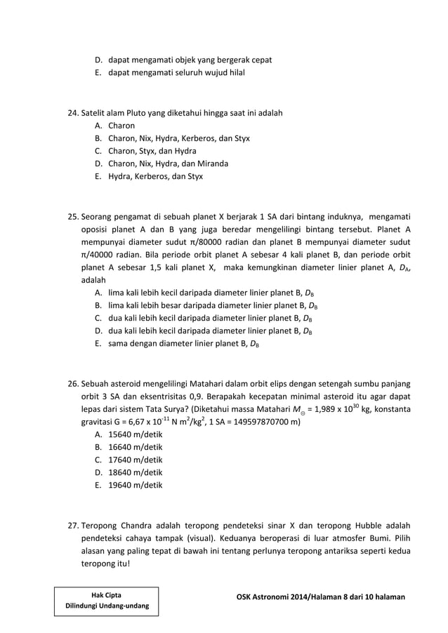 Soal osk astronomi 2014 2015 | PDF