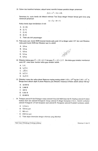 Soal osk astronomi sma 2016 | PDF