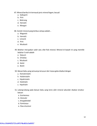 Soal OSK Kebumian (Geosains) 2015 | PDF
