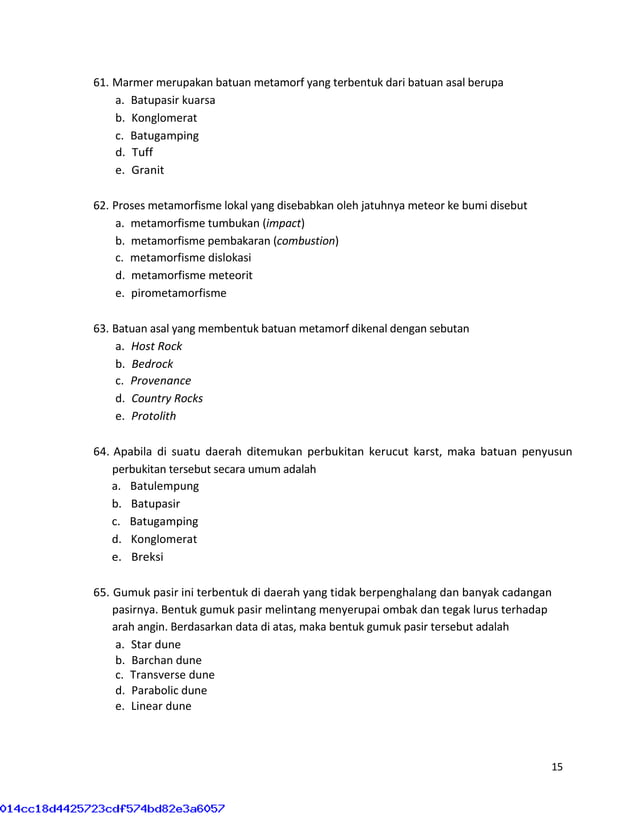 Soal OSK Kebumian (Geosains) 2015 | PDF