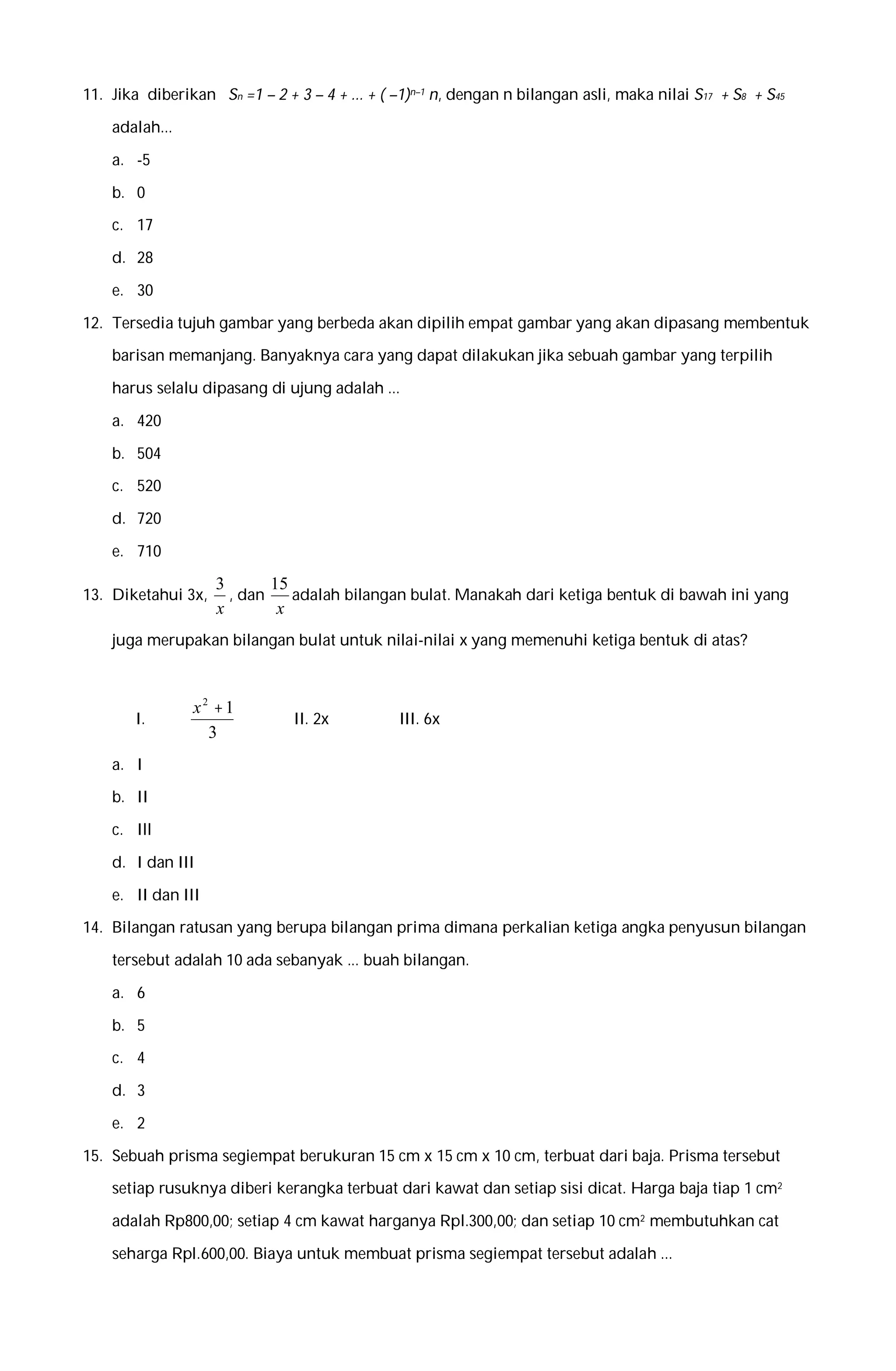 Soal osk matematika smp 2010 | PDF