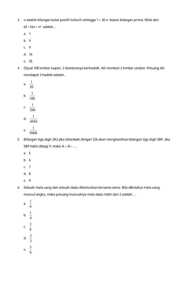 Soal osk matematika smp 2010 | PDF
