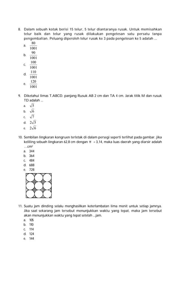 Soal osk matematika smp 2011 | PDF