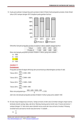 Soal osk matematika smp 2016 | PDF
