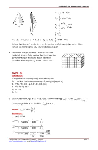 Soal osk matematika smp 2016 | PDF